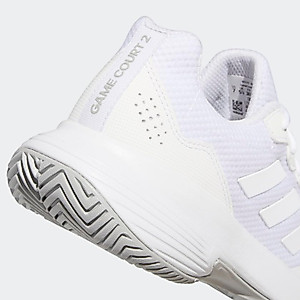 adidas Women's GameCourt 2 Tennis Shoe, White/White/Grey, 8