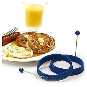 Happy Sales HSSRR4, Silicone Round Pancake/Egg Rings, 4 Pieces