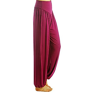 AvaCostume Womens Modal Cotton Soft Yoga Sports Dance Harem Pants, XL, Fuchsia