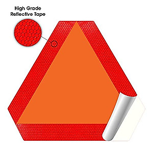 IGNIXIA (Pack of 02) Slow Moving Vehicle Sign, PVC Vinyl Decal Slow Moving Vehicle Triangle Sticker, 14”x 16” Inches Orange base with Reflective border, UTV, safety Triangle signs