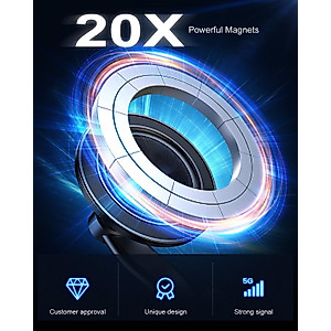 Rorhxia Fits MagSafe Car Mount, [Never Blocking Vent, Enjoy Comfort of A/C] [20 Strong Magnets] Magnetic Phone Holder for Car Universal Extension Vent Clip Car Phone Holder Fit for iPhone 15 Pro Max