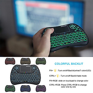 PONYBRO (Newest Version) Backlit Mini Wireless Keyboard with Touchpad Mouse Combo QWERTY Keypad,Rechargeable Handheld Keyboard Remote for Smart TV,Android TV Box,Xbox,Raspberry Pi,PC