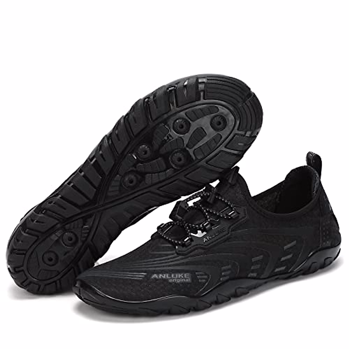 ANLUKE Mens Womens Water Shoes Swim Shoes Aqua Shoes Barefoot Quick-Dry Beach Surf Water Sports Shoes AllBlack 43