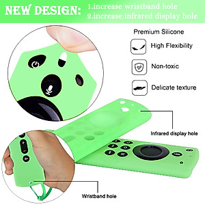 [2 Pack] Pinowu Firestick Remote Cover, Silicone Firetv Remote Case Compatible with Fire TV Stick 4K Alexa Voice Remote Control (Green Glow & Red Not Glow)