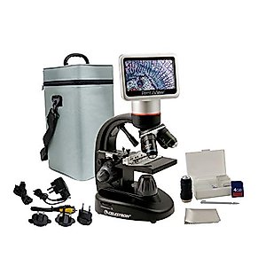 Celestron – PentaView LCD Digital Microscope– Biological Microscope with a Built-In 5MP Digital Camera – Adjustable Mechanical Stage –Carrying Case and 4GB Micro SD Card