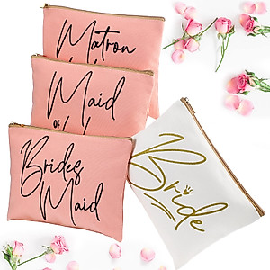 8 Pcs Bridesmaids Makeup Bag Bridesmaid Gifts Bag Wedding Bridal Makeup Bag Matron of Honor Bag Bridesmaid Cosmetic Bag for Women Brides Bridesmaids Wedding Party(Lovely Pattern)