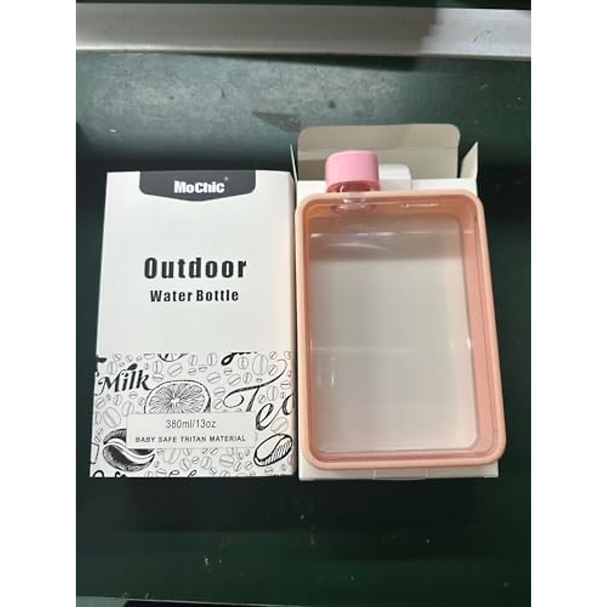 MoChic Flat Water Bottle Travel Flask Portable Travel Mug BPA Free A5 Water Bottle for Sports Camping Gym Fitness Outdoor 13oz Fit in Any Bag (Pink)…