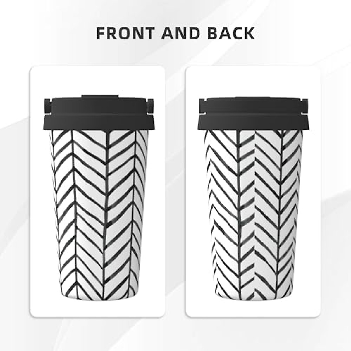 WANGXUEE black and white boho Print 500ml Stainless Steel Travel Tumbler Double Wall Vacuum Insulated Coffee Mug