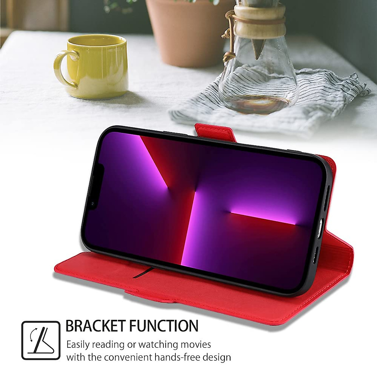 Fansipro Phone Cover Wallet Folio Case for Samsung Galaxy S9 Plus, Premium PU Leather Slim Fit Cover for Galaxy S9 Plus, 1 Card Slot, Handy, Red