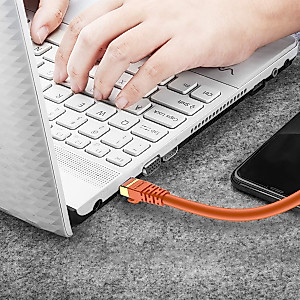 CAT 8 Ethernet Cable Shielded SFTP Internet Network Patch Cord, Heavy Duty High Speed LAN Cables w Gold Plated RJ45 Connector Professional for Router, Modem, Gaming, Xbox (5 Feet, 5 Pack Orange)