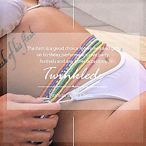 TWINKLEDE Elastic Beads Belly Waist Chain Colorful Beaded Body Chains Set Festival Rave Summer Bikini Body Jewelry for Women and Girl (Multi-colored)