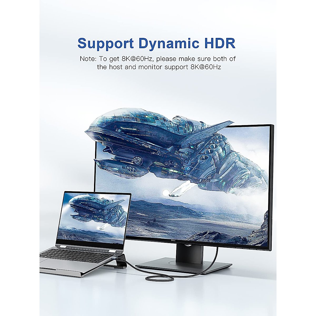dockteck 8K DisplayPort Cable 1.4 10FT, DP to DP UHD Speed Display Port Cord, Cable Support HBR3 32.4Gbps HDCP Braided Cable for TV FreeSync G-Sync Gaming Monitor PC Laptop