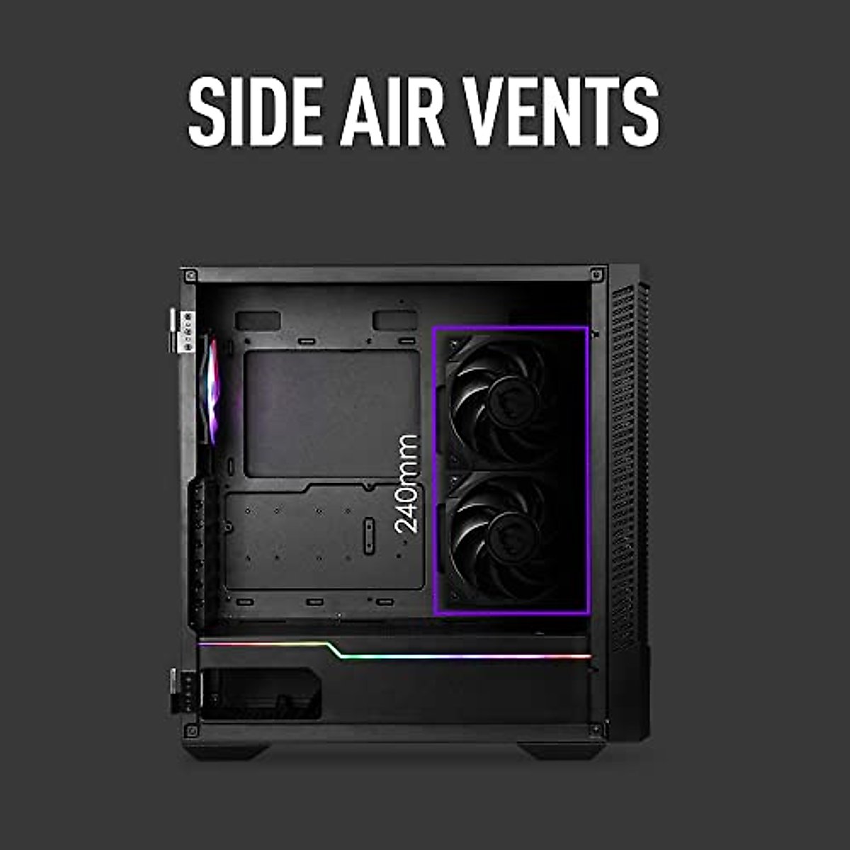 MSI MPG Velox 100R - Mid-Tower Gaming PC Case - Tempered Glass Side Panel - 4 x 120mm ARGB Fans - Liquid Cooling Support up to 360mm Radiator - Mesh Panel for Optimized Airflow