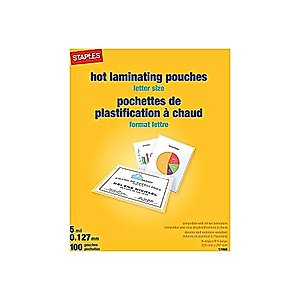 Staples 489526 5 Mil Thermal Laminating Pouches Letter Size 100 Pack