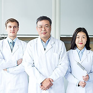 Medvat Premium Non-Iron Cotton White Lab Coat with Hidden Snaps for Adult Men & Women, Doctors & Medical Students, Size S-XL