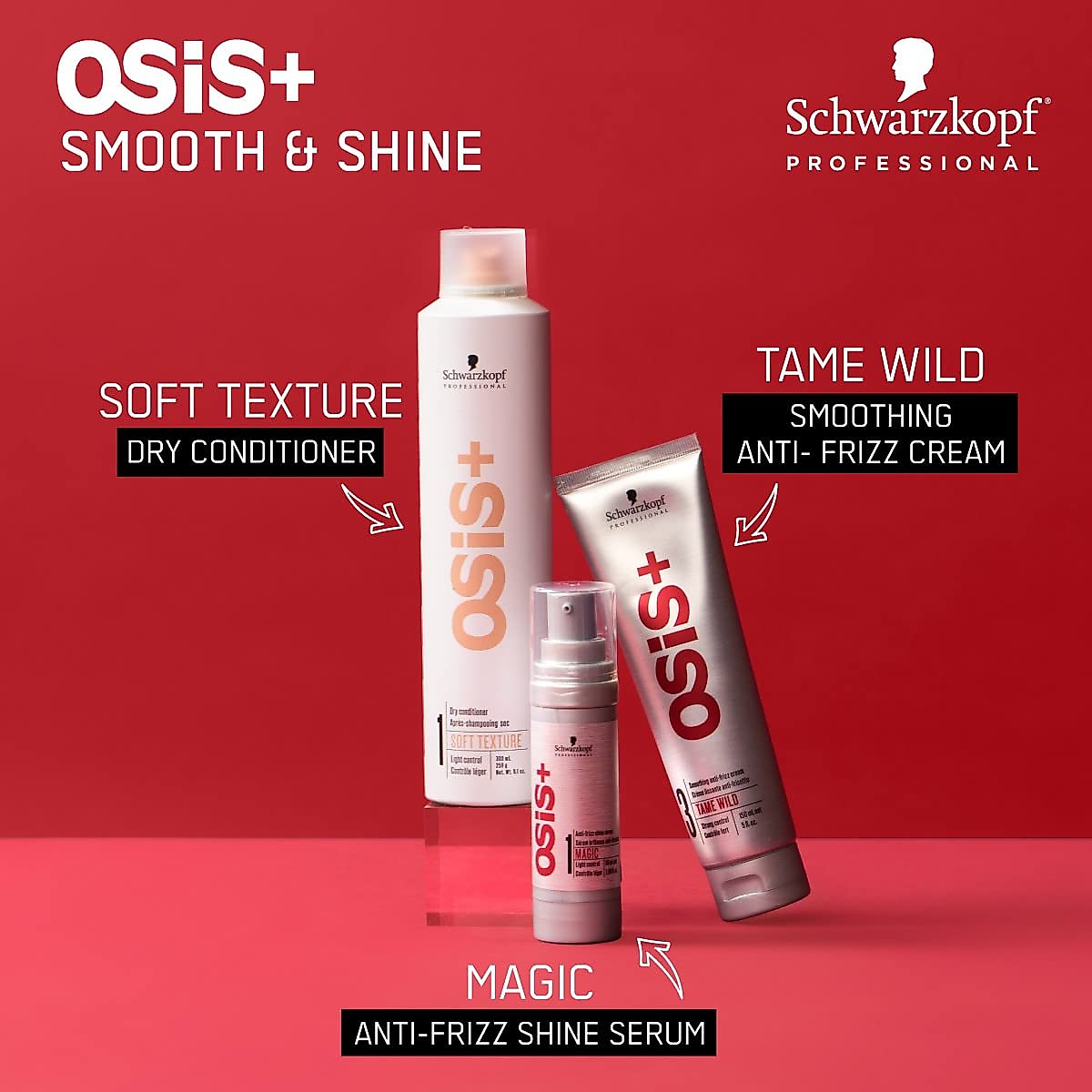 OSiS+ Tame Wild – Smoothing Anti-Frizz Cream - Strong Control and Long-Lasting Anti-Humidity Effect – Styling Product for Heat Protection, Surface Smoothness and Shine, 5 oz