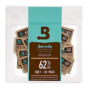 Boveda 62% Storage Humidifier Packets - 2 Way Humidity Control Packs- Size 1-20 Count Resealable Bag - Storage Container Accessories - Bulk Humidity Packs - Relative Humidity Packs - Packet