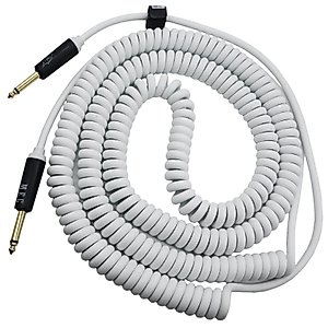 Coiled Guitar Cable Electric Instrument Cable 20 ft Curly Instrument Cable Coil Guitar Cable Stretchable Straight to Straight Dual Straight Plugs (White)