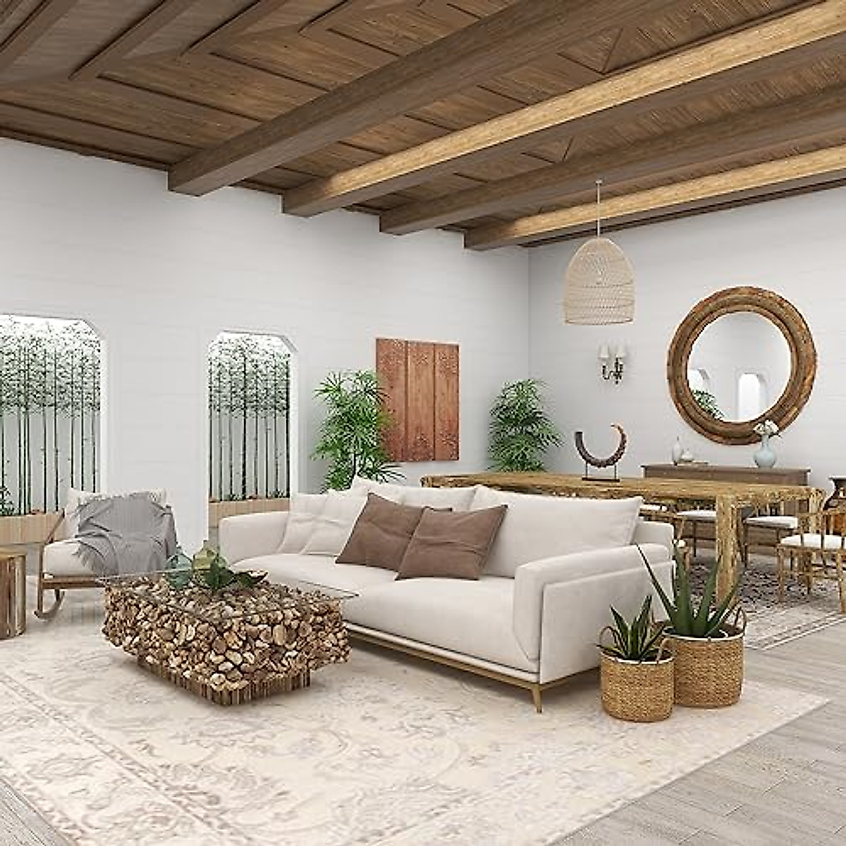 Deco 79 Seagrass Handmade Storage Basket with Handles, Set of 2 12", 16"W, Light Brown