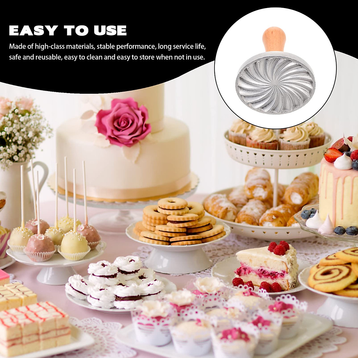 Hemoton 2pcs Biscuit Mold Dough Press Cookie Press Cake Stamp Burger Biscuit Presser for Baking Biscuit Pressing Molds Chocolate Press Cookie Mold Metal Cookie Dessert Toaster Zinc Alloy