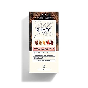 PHYTO Phytocolor Permanent Hair Color, 5.7 Light Chestnut Brown, with Botanical Pigments, 100% Grey Hair Coverage, Ammonia-free, PPD-free, Resorcin-free, 0.42 oz.