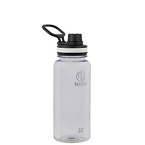 Takeya 32 oz Tritan Plastic Sport Water Bottle with Spout Lid, Premium Quality, BPA Free Food Grade Materials, Clear