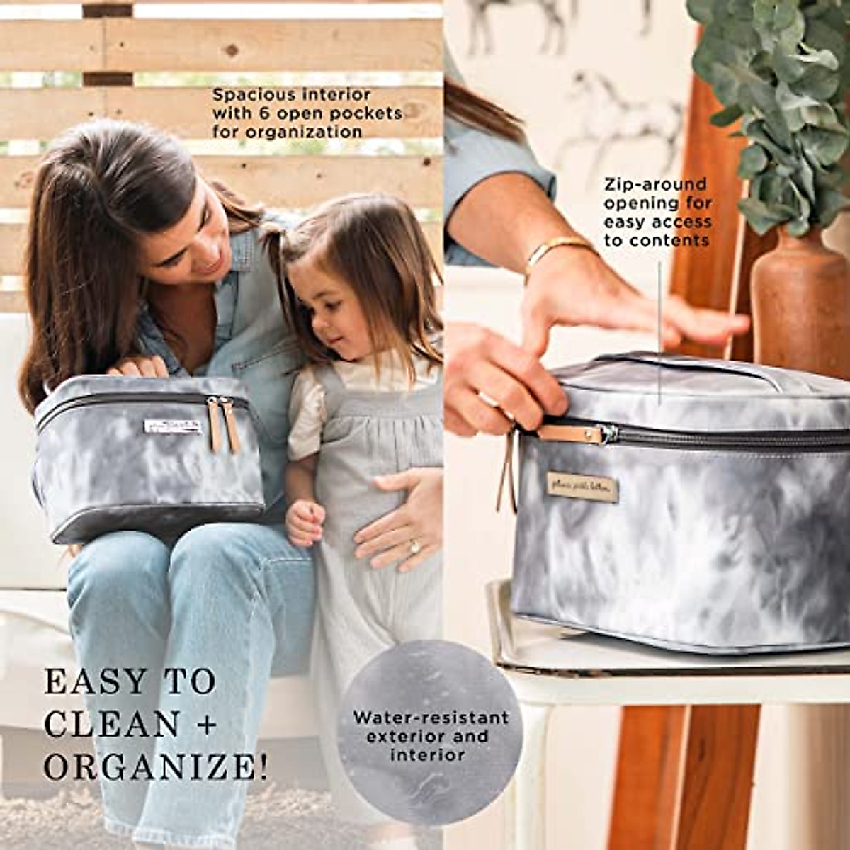 Petunia Pickle Bottom Travel Train Case, Makeup Bag, Toiletry Bag, Small Travel, Smoked Swirl Tie-Dye