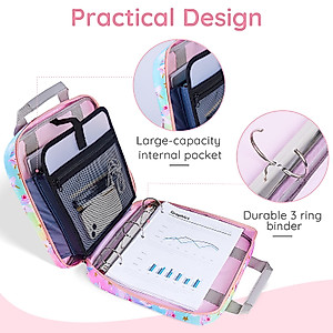 Zipper Binder with Shoulder Strap, 2 Inch 3 Ring Binder with Zipper, Binder Organizer for Middle School Case it Binder with Multiple Pockets, Handle and Shoulder Strap Included, 500 Sheet Capacity