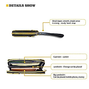 Coldinair Cute Honey Bee Print Zip Around Wallet for Women Cell Phone Holder Clutch Travel Purse with Wristlet