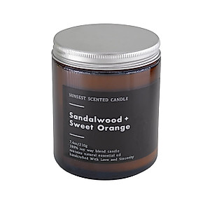 SunSest Scented Candle - for Home and Gifts- Sandalwood and Sweet Orange -Natural Soy Wax - Women and Men Candles - Long Lasting-Stress Relief