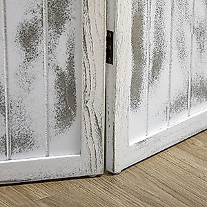 HOMCOM 5.5' Tall 4-Panel Room Divider and Folding Privacy Screen, Woodgrain Freestanding Privacy Divider, Partition Wall, Rustic White