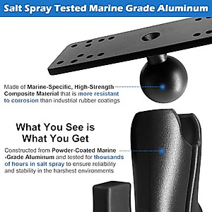 WINDFRD Aluminum Fish Finder Mount with 1.5" / C Size Ball, Medium Arm Marine Electronic/Depth Finder Mount for Boat, High Salt Water Resistant, Compatible with Garmin, Lowrance and More
