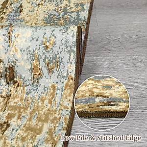 CAROMIO Bedroom Rug 4x6 Washable Indoor Non-Slip Floor Carpet Modern Abstract Rug Low-Pile Stain Resistant Contemporary Rug for Living Room Bedroom Kitchen, Khaki