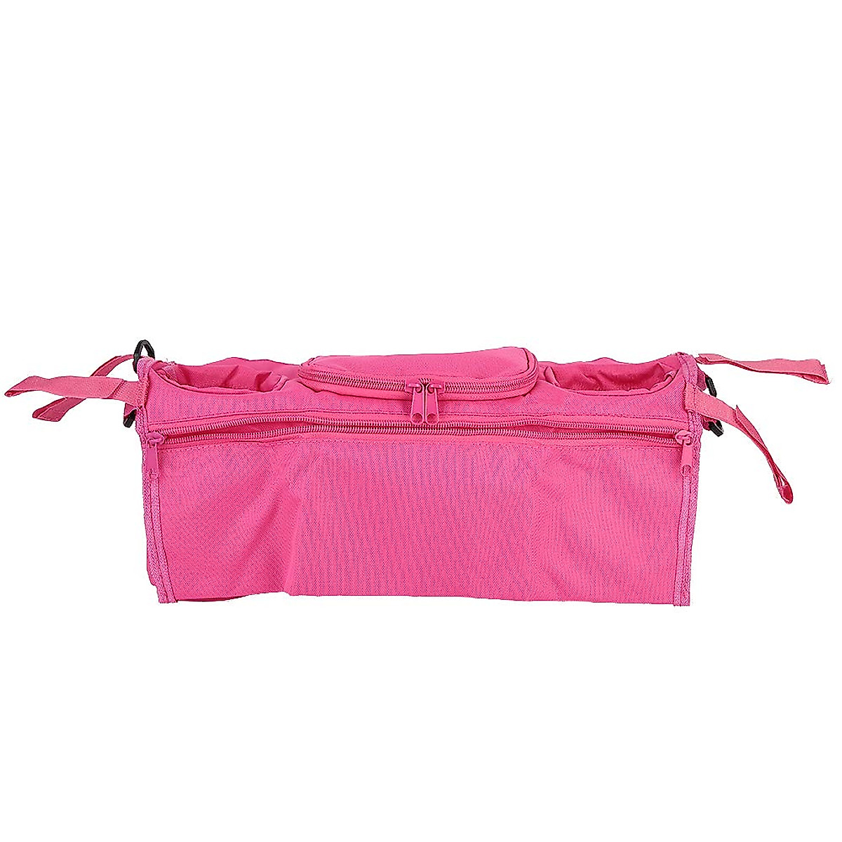 Stroller Organizer with Cup Holder, Zipper Design Durable Stroller Organizer Bag, Hook & Loop Design Cart for Umbrella Stroller(Pink)