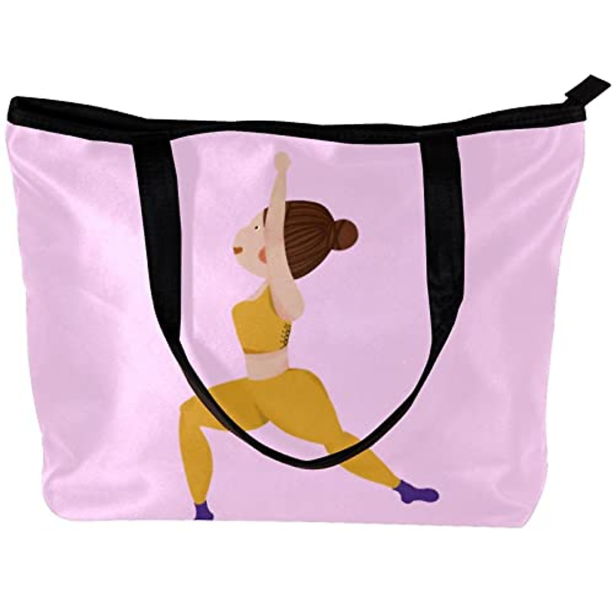 Women's Large Size Canvas Shoulder Bag Hobo Crossbody Handbag Casual Tote, cartoon girl working out