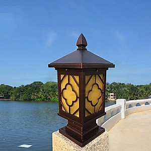 XXINY Retro Community Home Lawn Lamp Waterproof Garden Villa Street Light Outdoor European Porch Patio Light E27 Lighting Post Pillar Floor Light Aluminum Glass Stigma Column Lamp