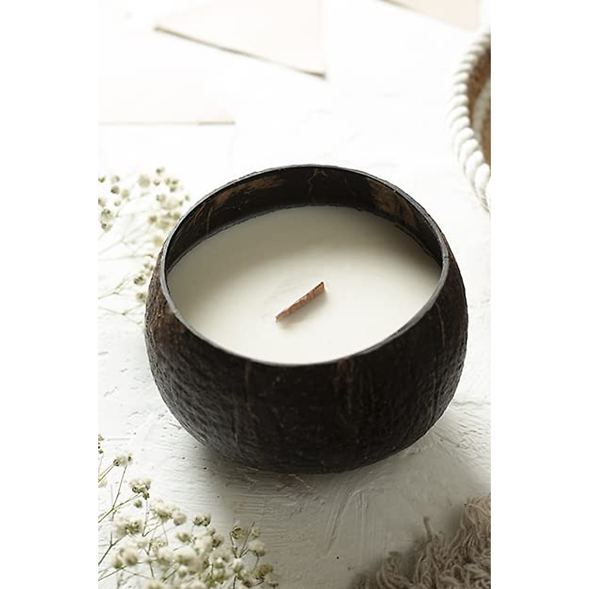 CocoNat, Coconut Bowl Candle for Home Scented Candles, Organic Soy Wax Candle, All Natural Wood Wicked Candle, Aromatherapy Candles, Coco Shell Candle, Eco-Friendly Gift (Coconut)