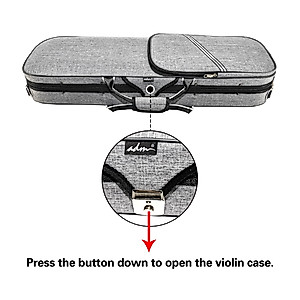 adm 4/4 Full Size Violin Case Oblong Violin Hard Case with Built-in Hygrometer,Super Lightweight Portable with Carrying Straps