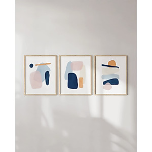 HAUS AND HUES Abstract Painting - Set of 3 Modern Abstract Wall Art, Boho Art Wall Decor, Abstract Artwork, Neutral Wall Art, Abstract Art, Minimalist Wall Art, Abstract Decor (Framed Black 12x16)