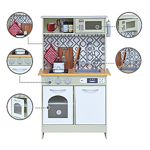 Teamson Kids - Little Chef Boston Modern Play Kitchen - Olive Green/White 22.25 x 12 x 37.5 inches