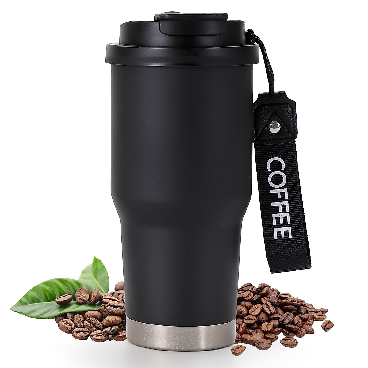 LATTPLYN Travel Coffee Mug, 18 oz Insulated Coffee Cup with Lid, Leakproof Stainless Steel Double-Wall Insulation Coffee Tumbler For Hot/Ice Coffee Tea Reusable Vacuum Thermal Thermos(Black-2, 18 oz)