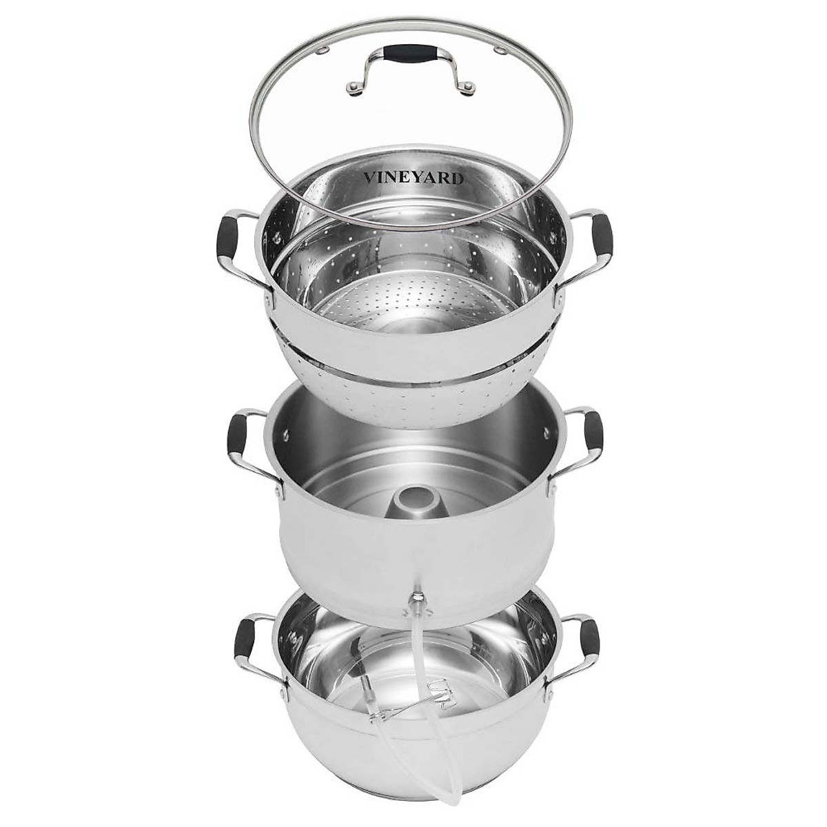 VINEYARD Deluxe Stainless Steel Steam Juicer with Tempered Glass Lid VKP1150