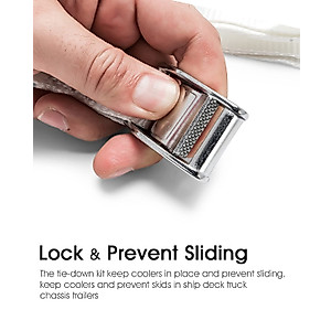 ALIENSX Cooler Tie Down Kit, Tie Down Straps for RTIC YETI Coolers, Cam Buckle Lashing Straps, Secure to Boats, Trailers, Trucks, ATVs and More, Prevent from Slipping (Blue)