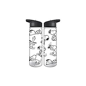 Peanuts Classic Comic Strip Snoopy 24 Oz. Plastic Single Wall Water Bottle