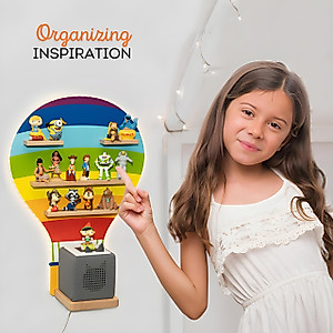 BigStep Large LED Magnetic Shelf Compatible with Toniebox, Tonies Figures, Tonies Characters and Other Tonies Accessories - Use as Wall Shelf or Free Standing - Integrated Warm-White LED Strip