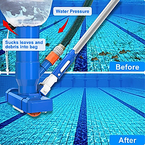 CKE 2024 68" Portable Pool Vacuum Jet Underwater Cleaner W/Brush Bag, 4 Section 1.25" Pole of Hand Held Portable Vacuum Pool Cleaner Pool Spa Pond Mini Jet Underwater Jet Vac for Above Ground Pool Vac