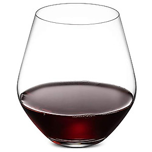 Godinger Wine Glasses, Stemless Wine Glasses, Red Wine Glasses, Drinking Glasses, European Made Stemless Wine Glass - 17oz, Set of 4