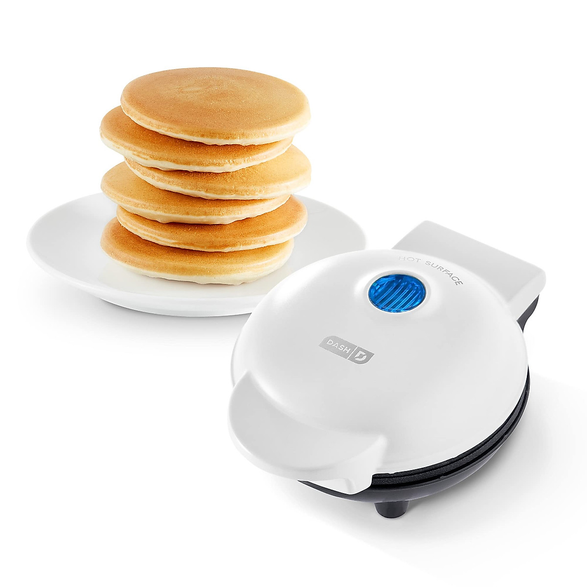 Dash DRCM200GBWH04 Mini Rice Cooker Steamer, White & Mini Maker Electric Round Griddle for Individual Pancakes, Cookies, Eggs & other on the go Breakfast, Lunch & Snacks - White