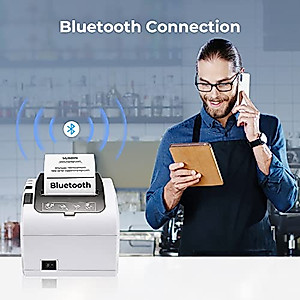 MUNBYN Bluetooth 5.0 Receipt Printer P047, 80mm POS Printer, Direct Thermal Printer with USB Serial Ethernet, Bluetooth, Android Windows PC Chromebook