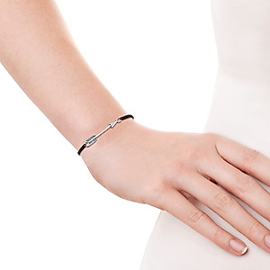AeraVida Valiant Forged Arrow .925 Sterling Silver Charm on Cotton Rope Adjustable Wrist Pull Bracelet | Cotton Rope Bracelet for Women | Adjustable Silver Arrow Rope Bracelet